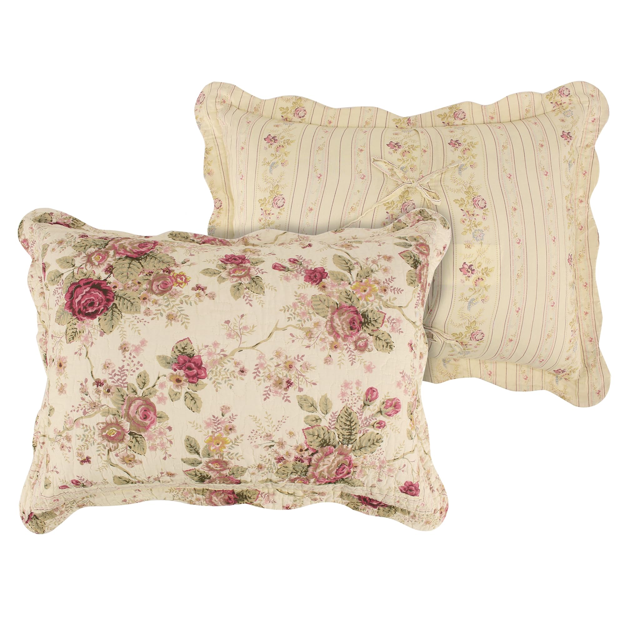 Greenland Home Antique Rose 100% Cotton Quilted Pillow Sham, Standard 20x26-inch, Multicolor