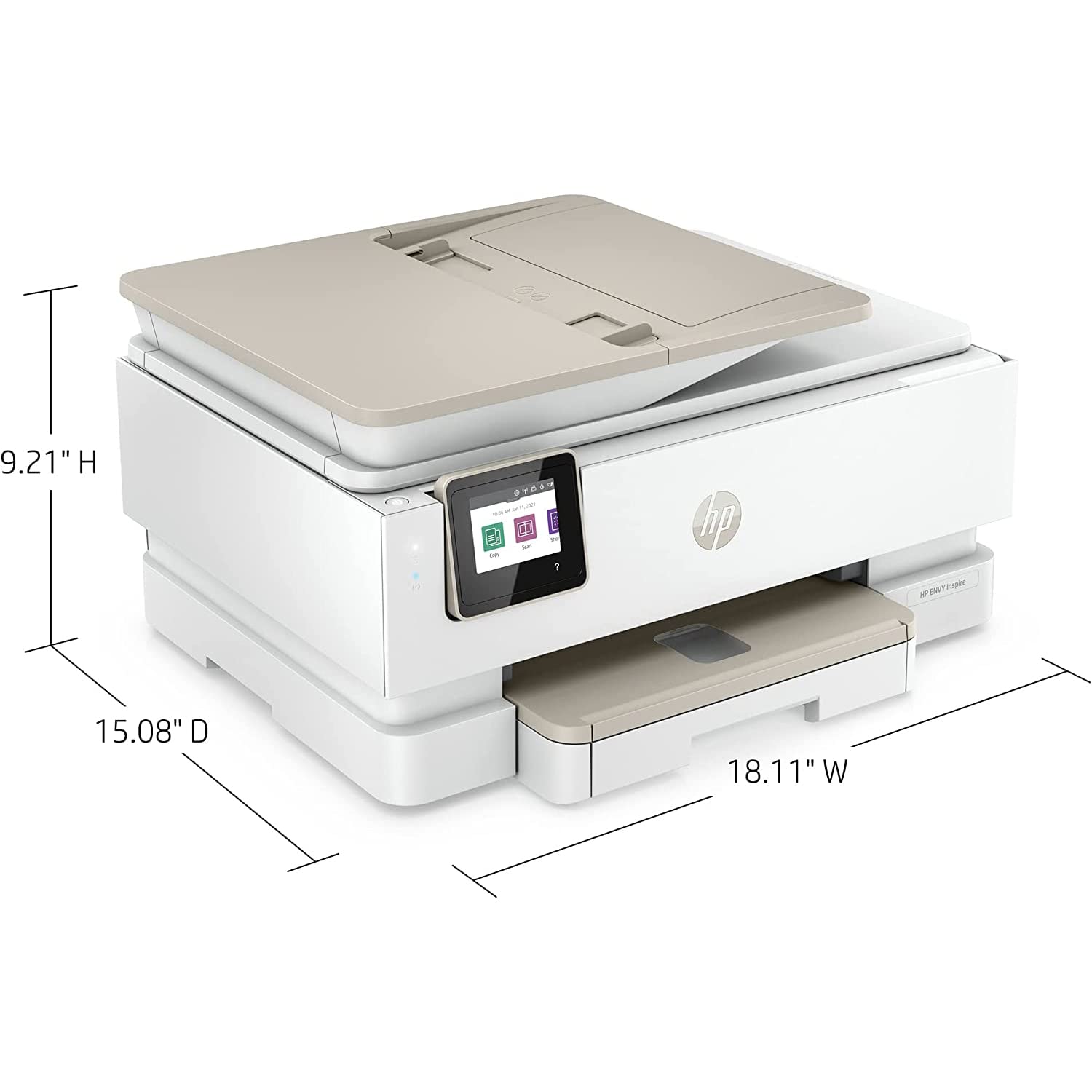 HP Envy Inspire 7958e All-in-One Wireless Color Inkjet Printer, Sandstone - Print Copy Scan - 2.7" Touchscreen Display, 22 ppm, 4800 x 1200 dpi, Auto 2-Sided Printing, 35-Page ADF