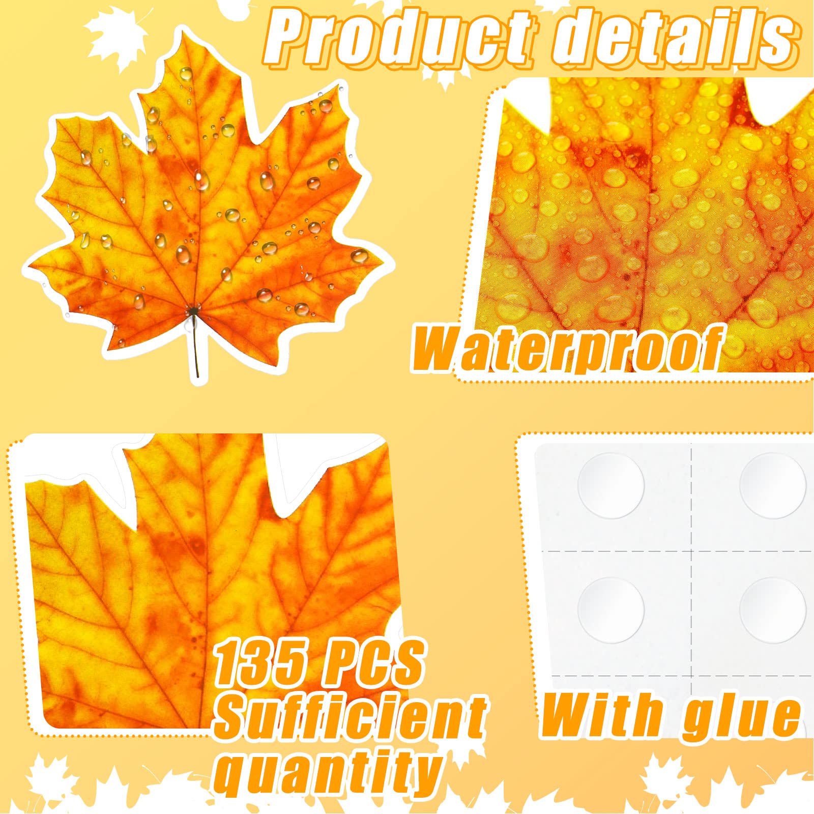 Fall Bulletin Board Decorations Fall Leave Cutout Autumn Thanksgiving Artificial Leaf Cutout Maple Paper Leave with Glue Point Dot for Classroom Bulletin Board Wall Decoration, 3.94 x 3.5 In (135 Pcs)