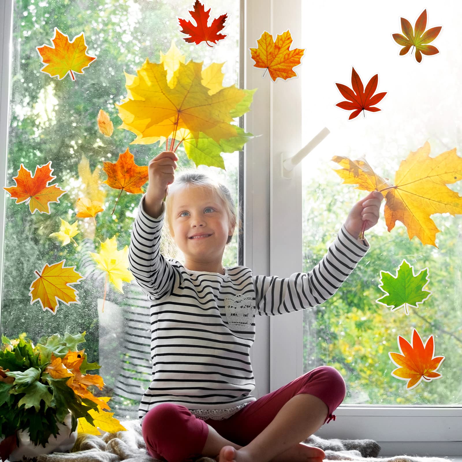 Fall Bulletin Board Decorations Fall Leave Cutout Autumn Thanksgiving Artificial Leaf Cutout Maple Paper Leave with Glue Point Dot for Classroom Bulletin Board Wall Decoration, 3.94 x 3.5 In (135 Pcs)