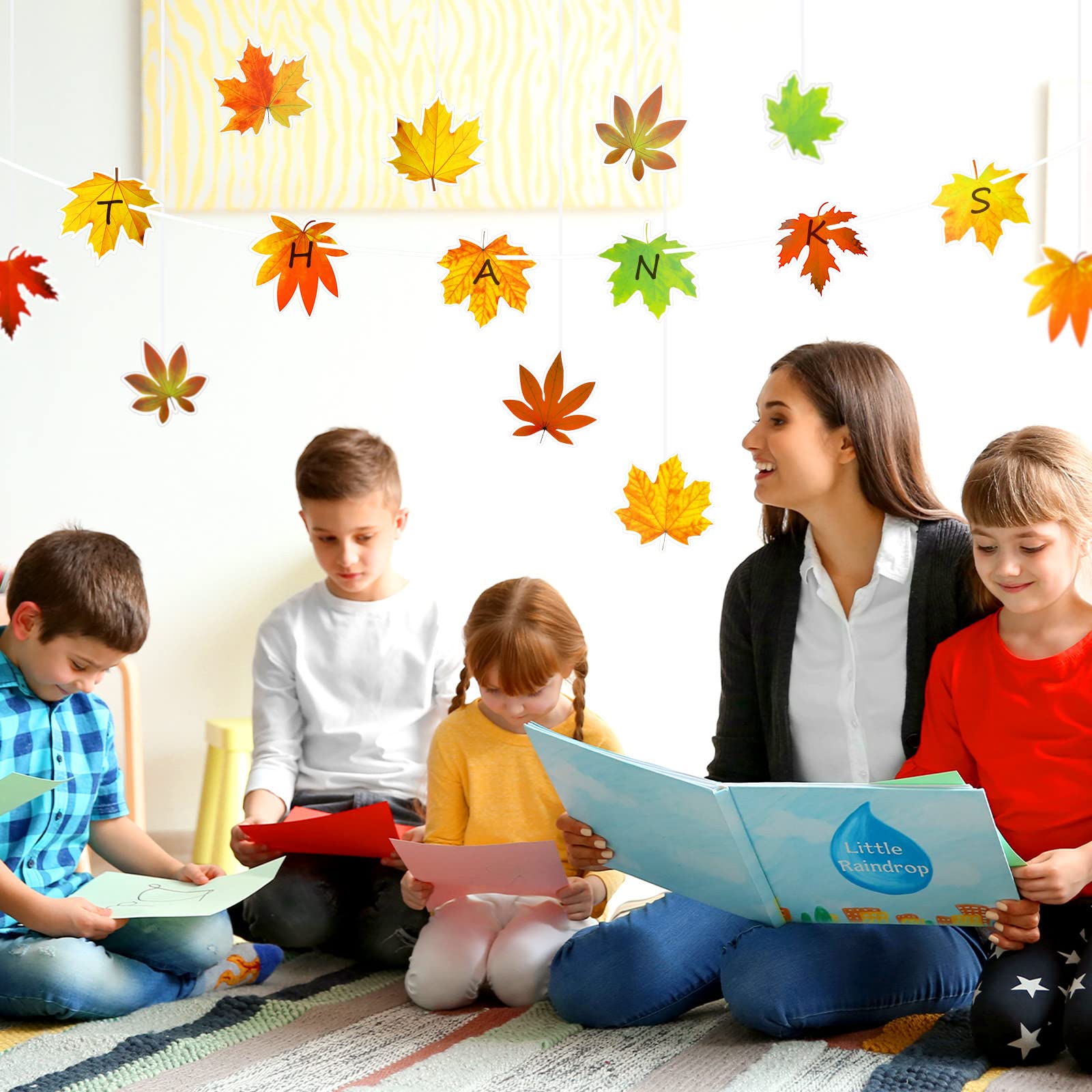 Fall Bulletin Board Decorations Fall Leave Cutout Autumn Thanksgiving Artificial Leaf Cutout Maple Paper Leave with Glue Point Dot for Classroom Bulletin Board Wall Decoration, 3.94 x 3.5 In (135 Pcs)