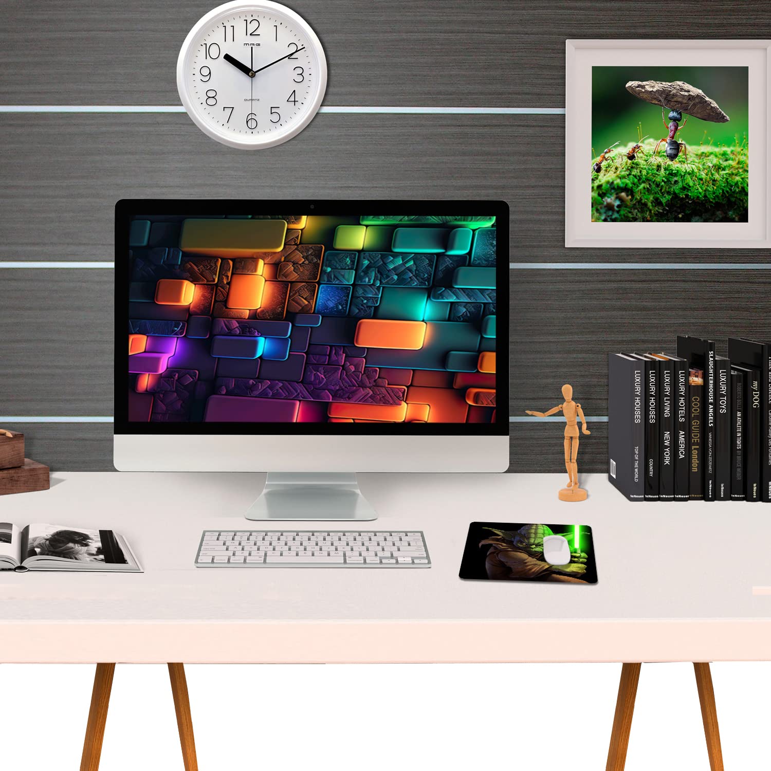 olciunix YoDa Mouse Pad with Stitched Edges Personalized Design Computer Laptop Gaming Mousepad Non-Slip Washable Rubber Desk Mat 12 x 10 inch
