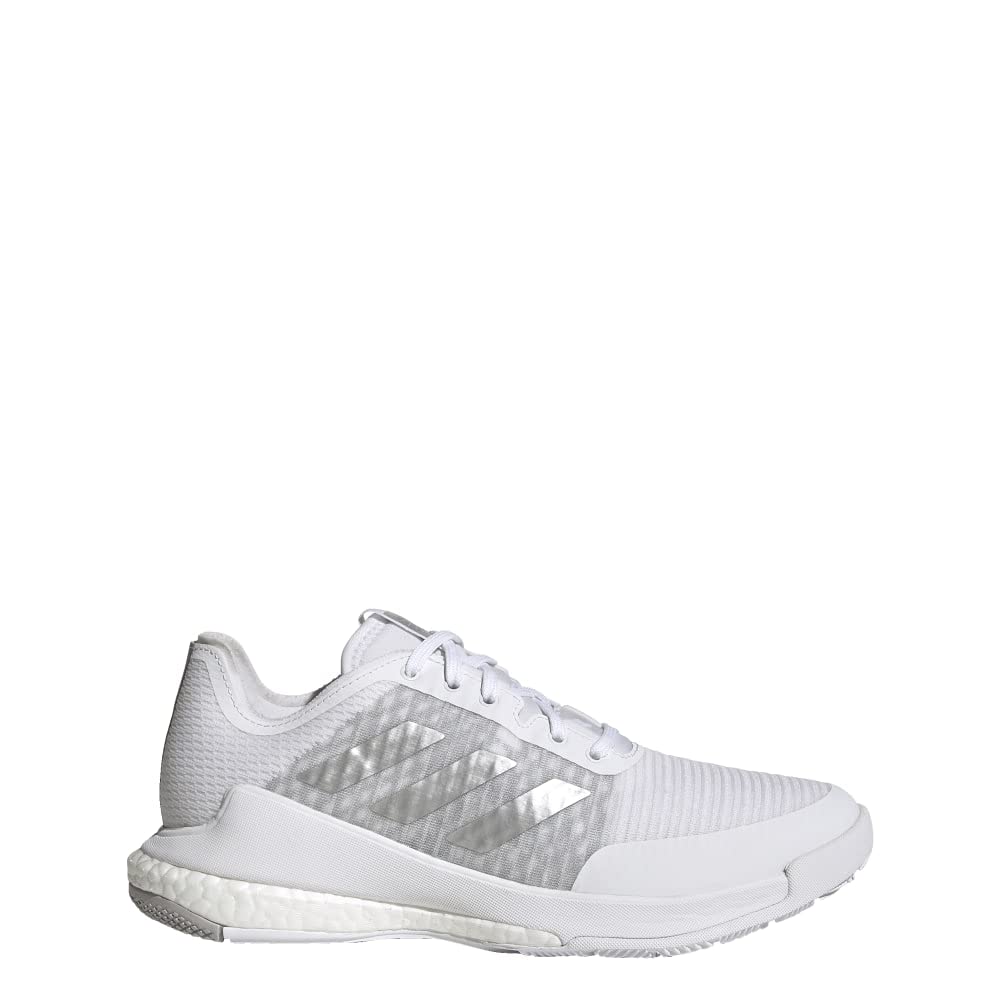 adidas Women's Crazyflight Volleyball Shoe, White/Silver Metallic/Grey, 9