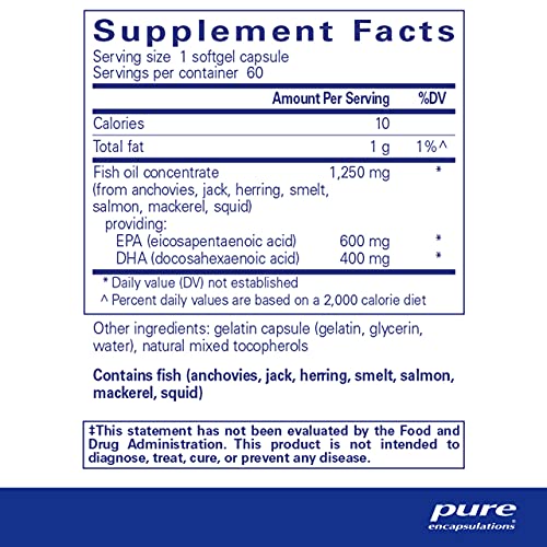 Pure Encapsulations O.N.E. Omega | Fish Oil Supplement for Heart Health, Joints, Skin, Eyes, and Cognition* | 60 Softgel Capsules