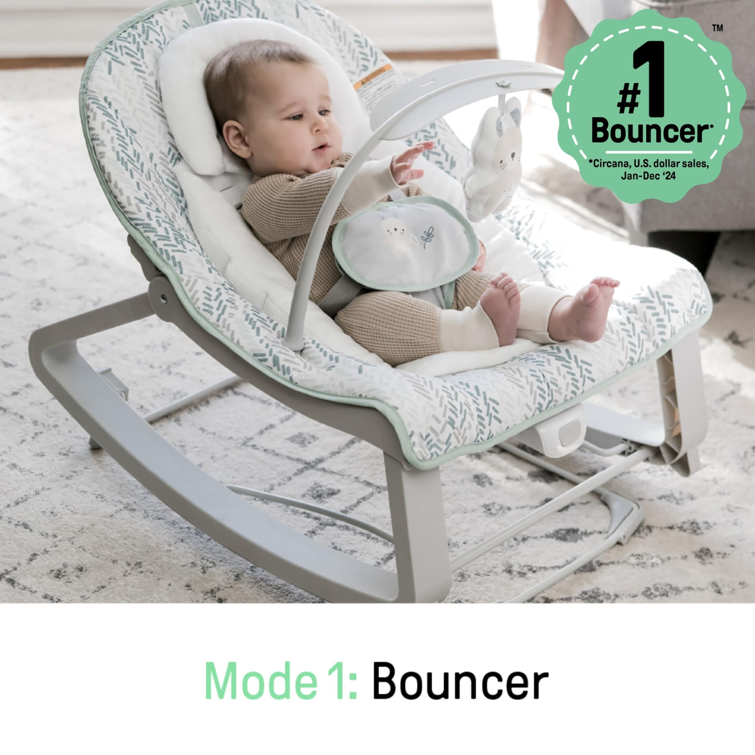 Ingenuity Keep Cozy 3-in-1 Grow with Me Vibrating Baby Bouncer Seat & Infant to Toddler Rocker - Spruce, Newborn and up