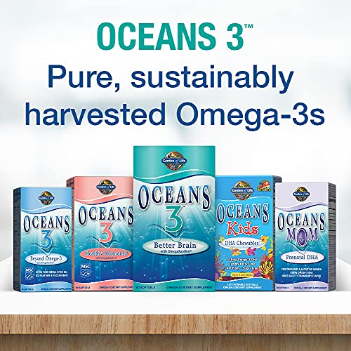 Garden of Life Ultra Pure EPA/DHA Omega 3 Fish Oil - Oceans 3 Better Brain Supplement with Antioxidants, 90 Softgels