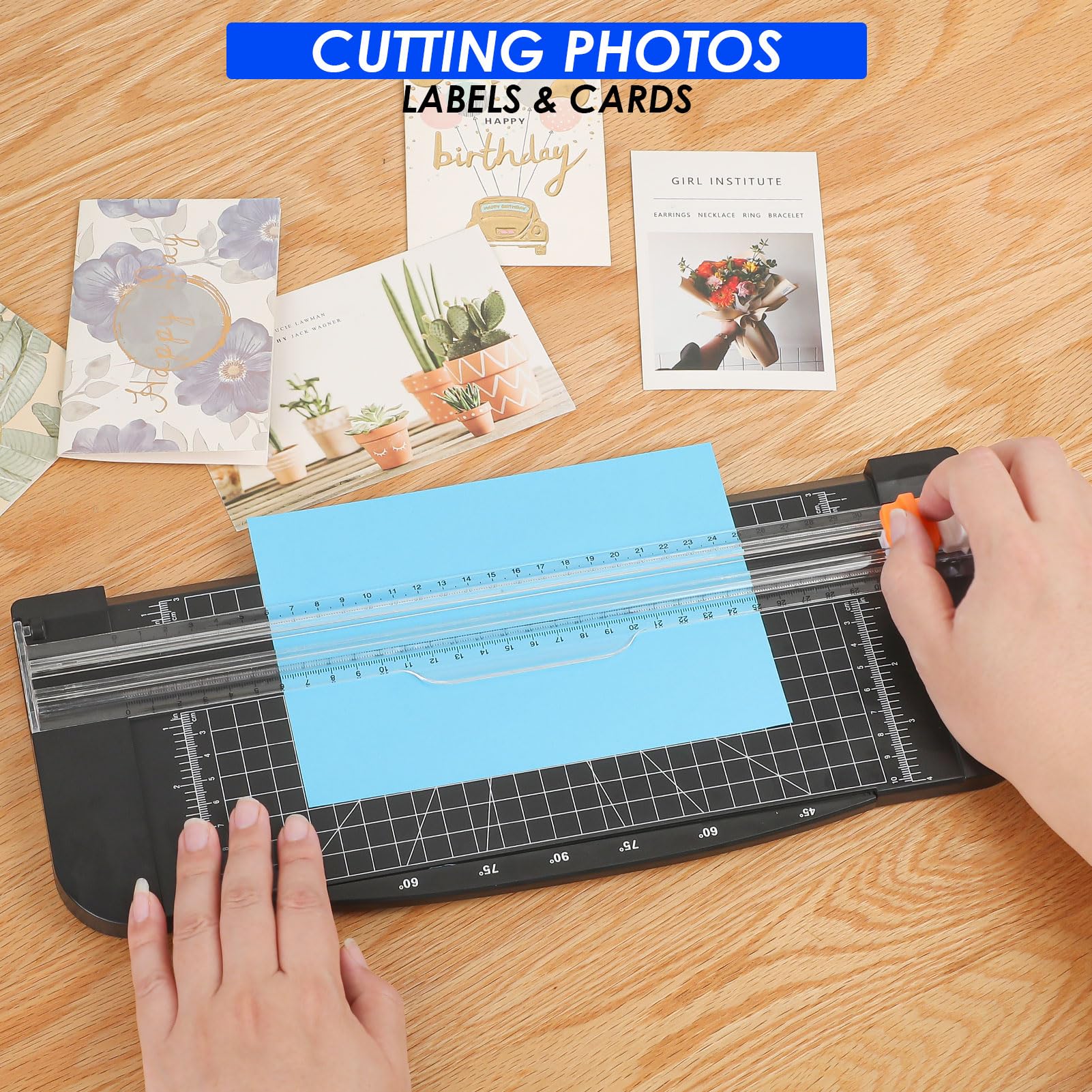CREGEAR Paper Cutter 12 Inch Paper Trimmer with Scoring Blade, Paper Cutters for Cardstock Scrapbooking Tool with Automatic Security Safeguard and Side Ruler, Portable Paper Cutter for Crafting, Black