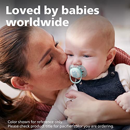 Philips AVENT Ultra Soft Pacifier, 0-6 Months, Arctic White/Green, 4 Pack, SCF214/40