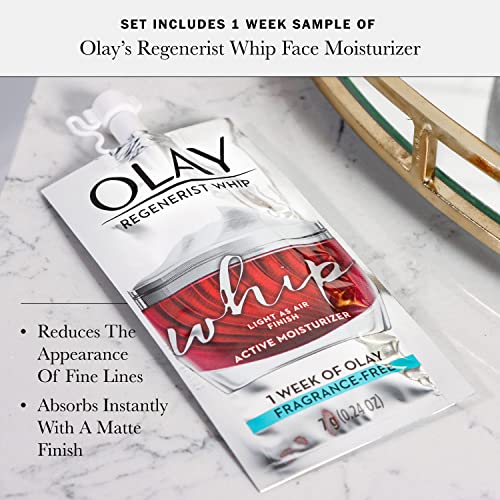 Olay Vitamin C + Peptide 24 Eye Cream, Fragrance-Free, 0.5 oz + Whip Face Moisturizer Travel/Trial Size Gift Set