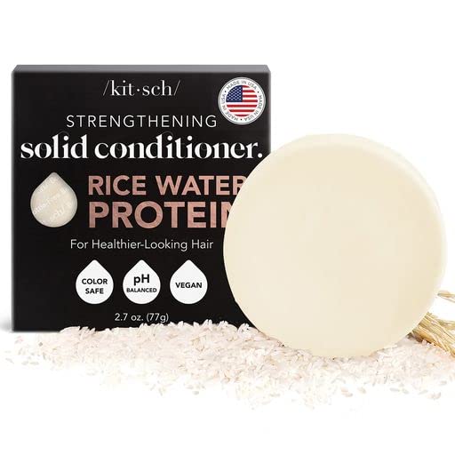 Kitsch Strengthening Hair Conditioner Bar with Rice Water Protein | Made in US | Eco-Friendly Cleansing and Moisturizing Conditioner Bar | Paraben Free | Sulfate free Conditioner | 2.82 oz