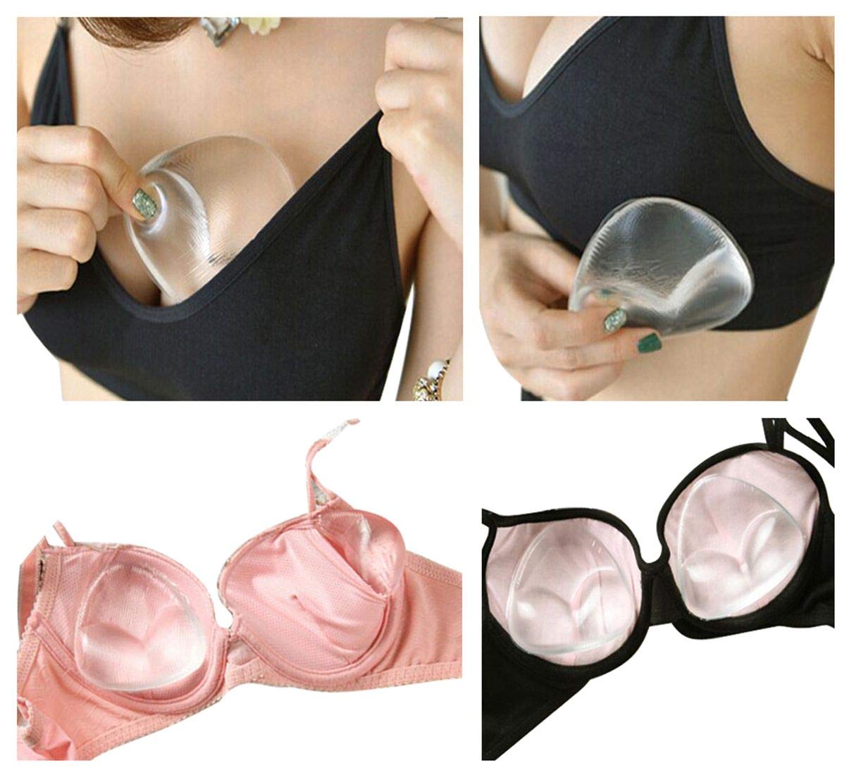 Clear Silicone Bra Inserts - Triangle Gel Breast Inserts Enhancers Waterproof Push Up Pads Bra for Bikini Swimsuit (Clear Small triangle)