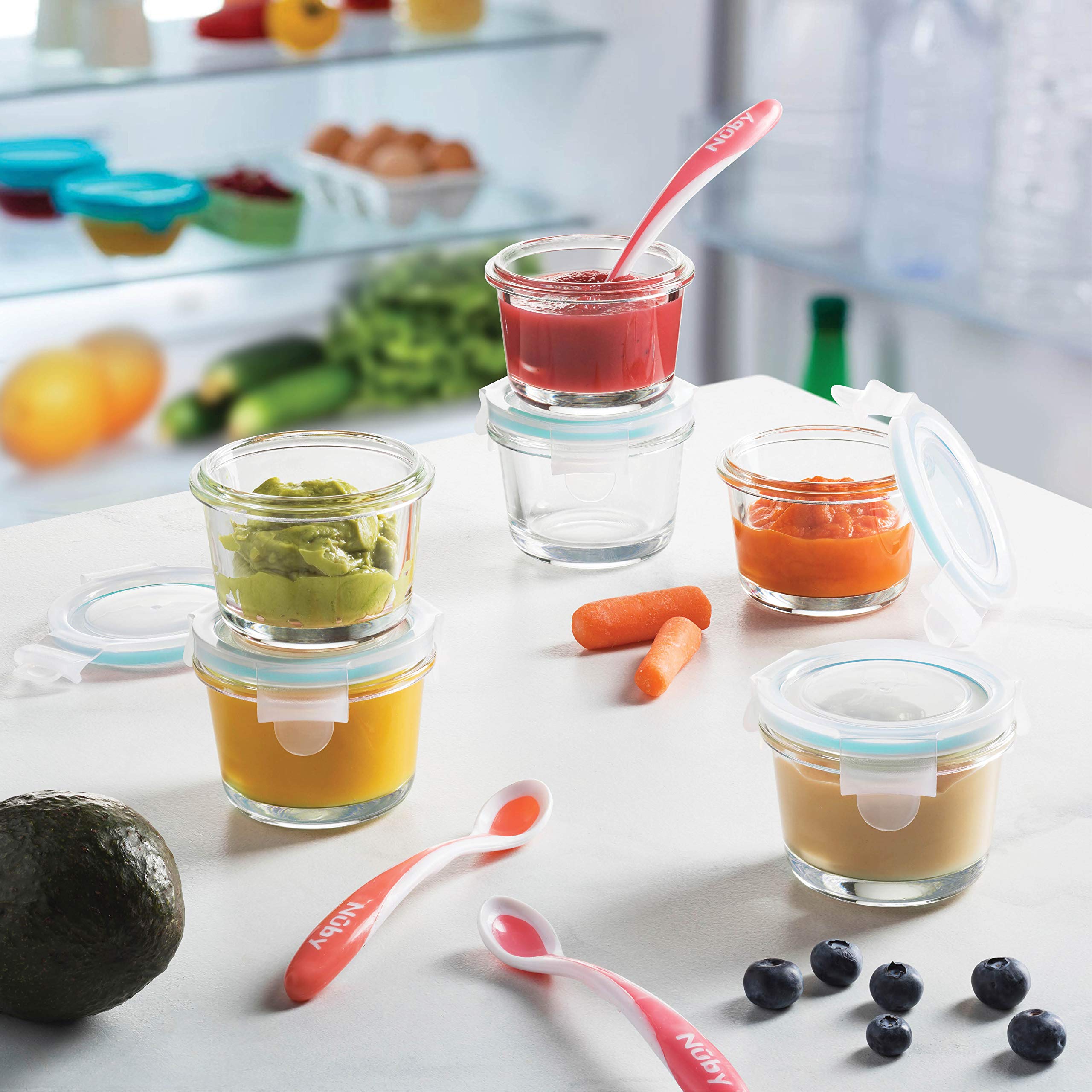 Superior Glass Food Storage Containers - Set of 6-4 Oz Containers with Airtight BPA-Free Locking Lids - Food containers - Microwave & Dishwasher Safe - Small Containers for Snacks Dips etc