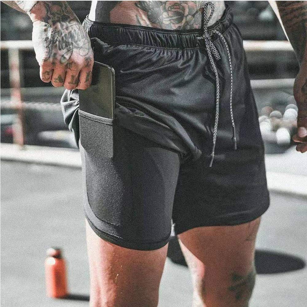 CYF Men’s Athletic Running Shorts with Pockets Quick Dry Breathable Active Gym Basketball Shorts Hiking (XL) Black