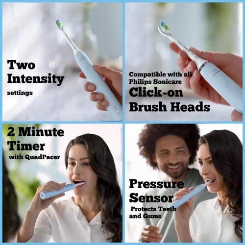 PHILIPS Sonicare Electric Toothbrush DiamondClean, Phillips Sonicare Rechargeable Toothbrush with Pressure Sensor, Sonic Electronic Toothbrush, Travel Case, Blue