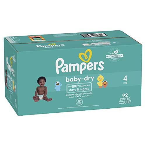 Diapers Size 4, 92 Count - Pampers Baby Dry Disposable Baby Diapers, Super Pack, Packaging & Prints May Vary (Pack of 3)