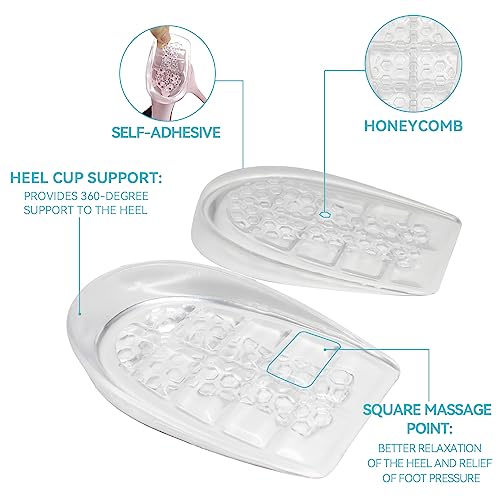 BIGGCOOL Gel Heel Cups, Heel Cushions for Heel Pain, Heel Support Pads for Bone Spur, Achilles Tendonitis, Sever's Disease, Shoe Heel Inserts for Women/Men (Small)