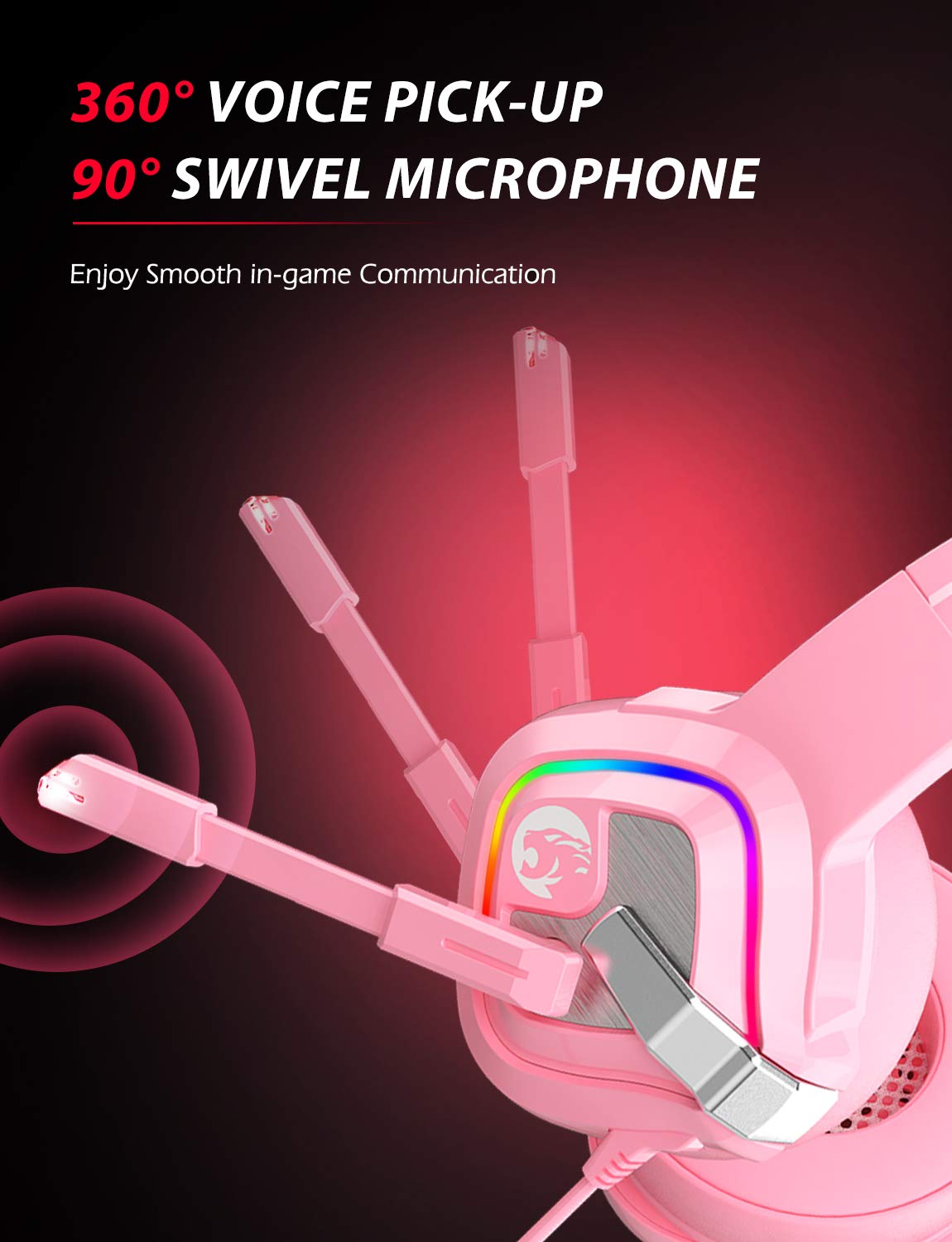 ZIUMIER Pink Gaming Headset for PC, PS4, PS5, Xbox One, Xbox Series S/X, Switch, Noise Canceling Microphone, Stereo Surround Sound, 3.5mm Wired Gaming Headphones