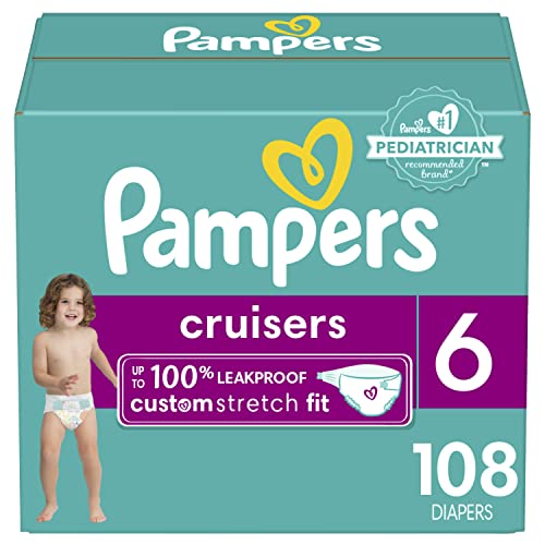 Diapers Size 6, 108 Count - Pampers Cruisers Disposable Baby Diapers, (Packaging May Vary)