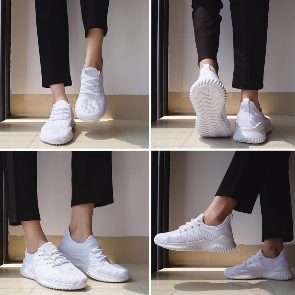 Akk White Sneakers for Women Walking Shoes Womens Comfy Tennis Memory Foam Gym Workout Athletic Nursing Running Work Shoes Size 9