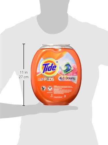 Tide PODS Plus Downy 4 in 1 HE Turbo Laundry Detergent Soap Pods, April Fresh Scent, 61 Count Tub - Packaging May Vary