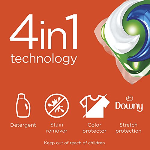 Tide PODS Plus Downy 4 in 1 HE Turbo Laundry Detergent Soap Pods, April Fresh Scent, 61 Count Tub - Packaging May Vary