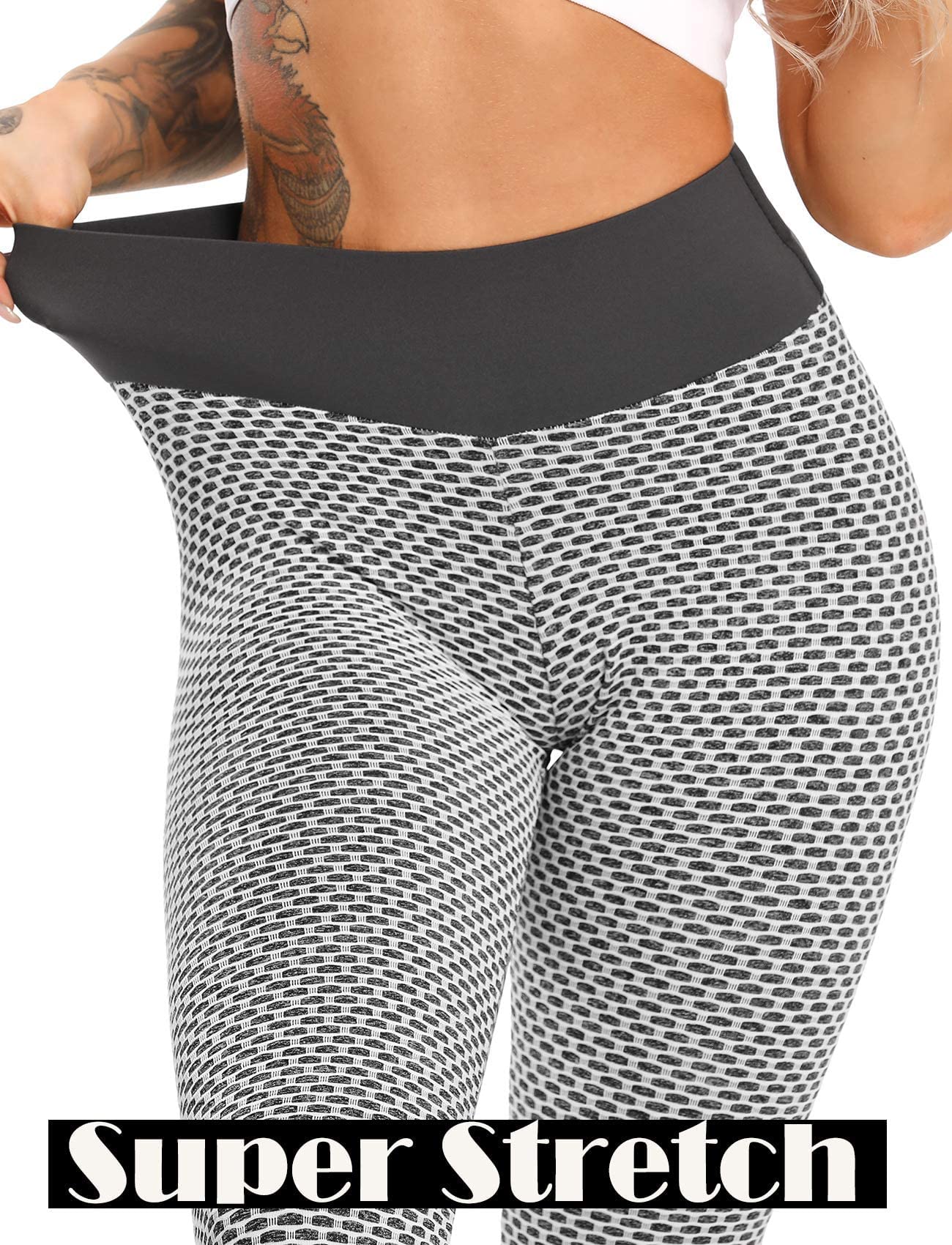 SEASUM Women's High Waist Yoga Pants Scrunched Booty Leggings Workout Running Butt Enhance Textured Tights S