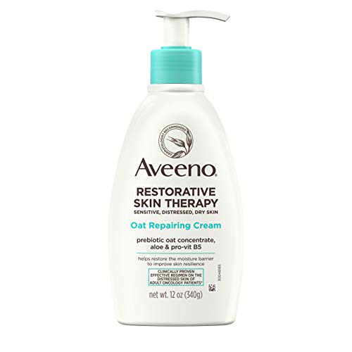 Aveeno Restorative Skin Therapy Moisturizing Oat Repairing Cream for Sensitive, Distressed, Dry Skin, with Prebiotic Oat & Aloe, Formulated without Parabens, Fragrance & Steroids, 12 oz