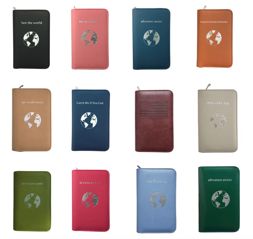 Phone Charging Passport Holder with Removable Fast Charging Power Bank that holds money, cards, phone, travel docs- RFID Blocking - Compatible with All Phones - Travel Accessories (Cerulean)