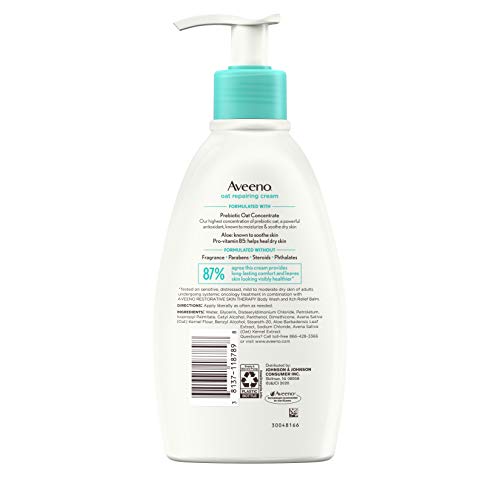 Aveeno Restorative Skin Therapy Moisturizing Oat Repairing Cream for Sensitive, Distressed, Dry Skin, with Prebiotic Oat & Aloe, Formulated without Parabens, Fragrance & Steroids, 12 oz