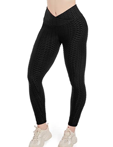 A AGROSTE Women V Cross Waist Butt Lifting Leggings Booty High Waisted Yoga Pants TIK Tok Leggings