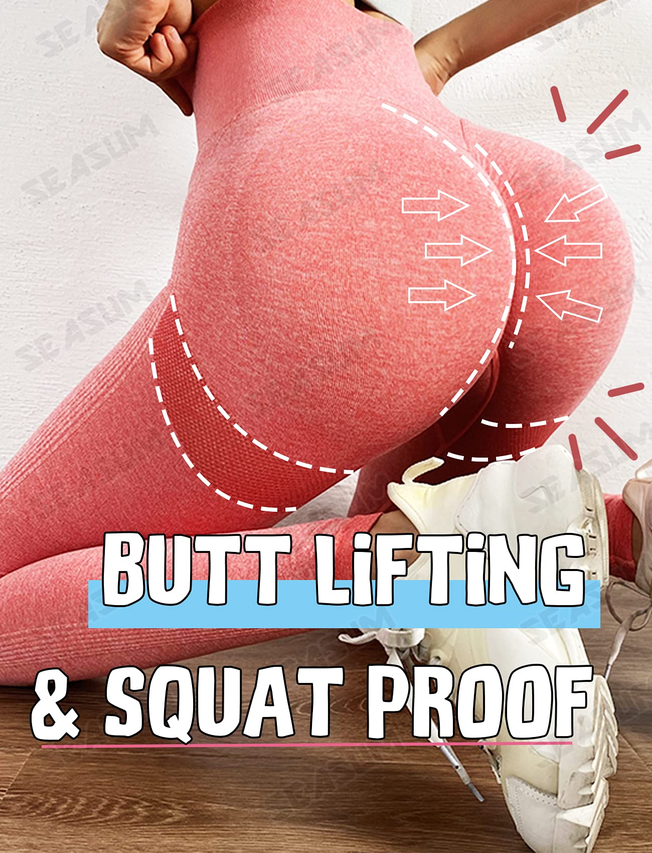 SEASUM Seamless Leggings for Women Scrunch Butt Lifting Booty High Waisted Workout Gym Yoga Pants Tights XS