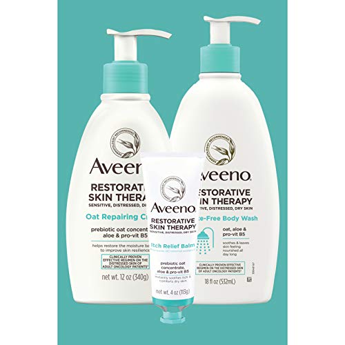 Aveeno Restorative Skin Therapy Moisturizing Oat Repairing Cream for Sensitive, Distressed, Dry Skin, with Prebiotic Oat & Aloe, Formulated without Parabens, Fragrance & Steroids, 12 oz