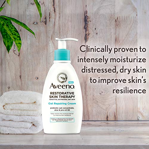 Aveeno Restorative Skin Therapy Moisturizing Oat Repairing Cream for Sensitive, Distressed, Dry Skin, with Prebiotic Oat & Aloe, Formulated without Parabens, Fragrance & Steroids, 12 oz