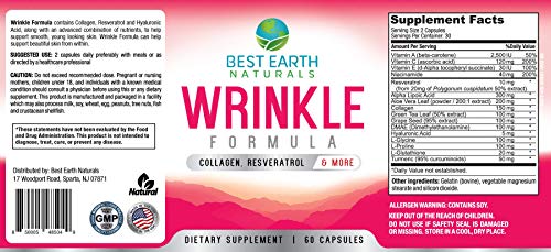 Wrinkle Formula Advanced Anti-Aging, Beauty Supplement, with Collagen, Antioxidants, Glutathion, Resveratrol, and More