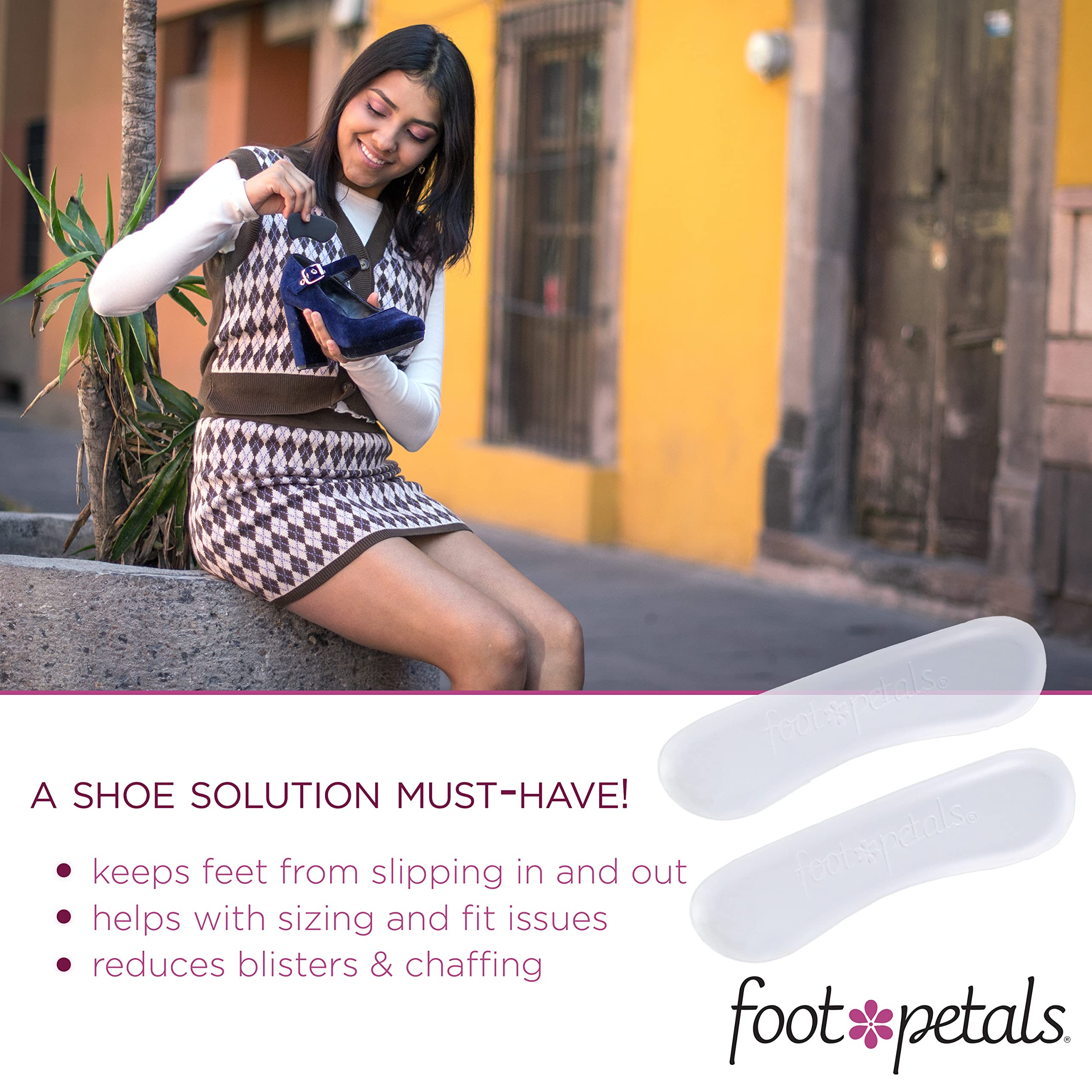 Foot Petals Womens Back of Heel Cushion Inserts, Heel Protectors, Comfortable Heel Grip for Pain Relief and Sizing, 3 pair, Gel