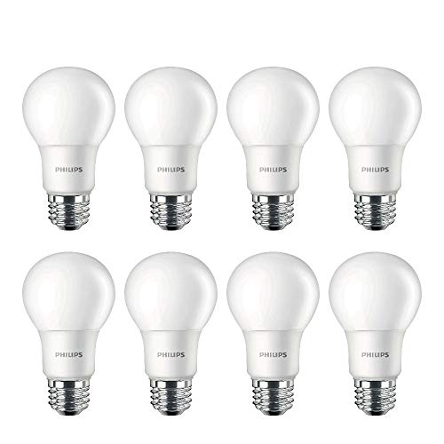 Philips 462168 LED Bulb 8 Pack 60 Watt Equivalent, Daylight (5000K) A19 Non Dimmable, Medium Screw Base