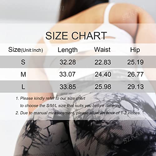 SZKANI Butt Lifting Leggings for Women Booty High Waisted Workout Yoga Pants Scrunch Butt Gym Seamless Booty Tight((D-Tie Dye)-Black Gray(1),Large)