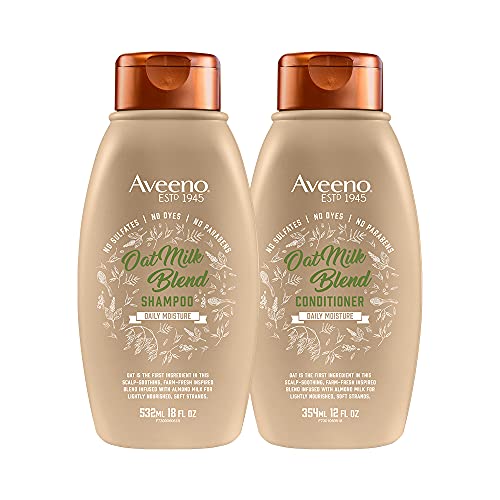 Aveeno Scalp Soothing Oat Milk Blend Shampoo & Conditioner Set for Daily Moisture and Light Nourishment, Sulfate Free, No Dyes or Parabens, 12 fl. Oz