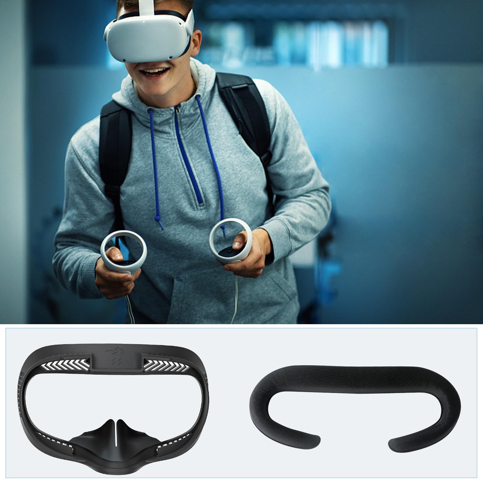 Compatible with Oculus Quest 2 Face Bracket Replacement,VR Breathable Foam Face Pad Protective for Meta Quest 2,Comfortable Face Cover Cushion VR Accessories