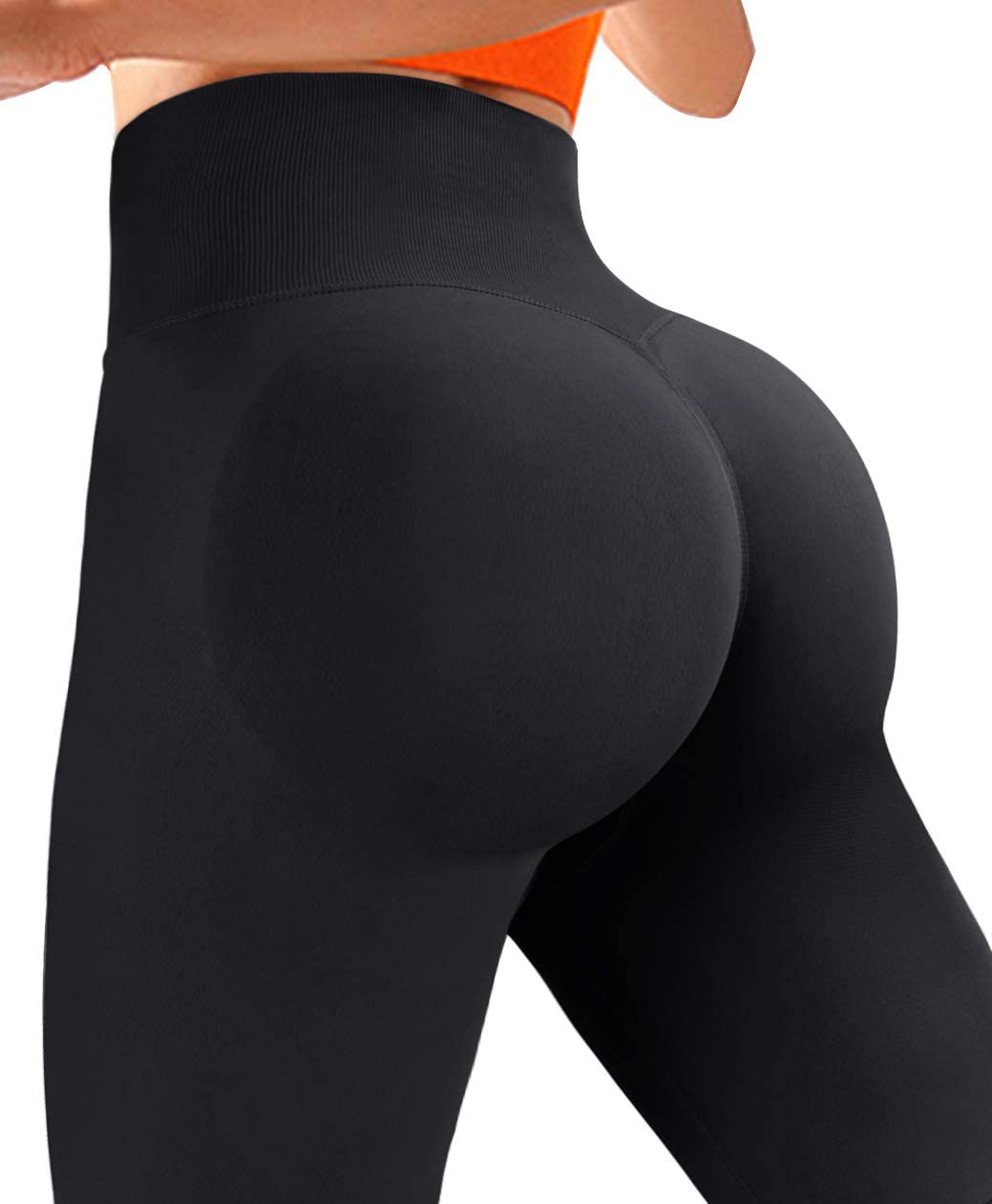 RXRXCOCO Womens Seamless Butt Lifting Leggings High Waisted Yoga Pants Tummy Control Workout Leggings Compression Tights Black Medium