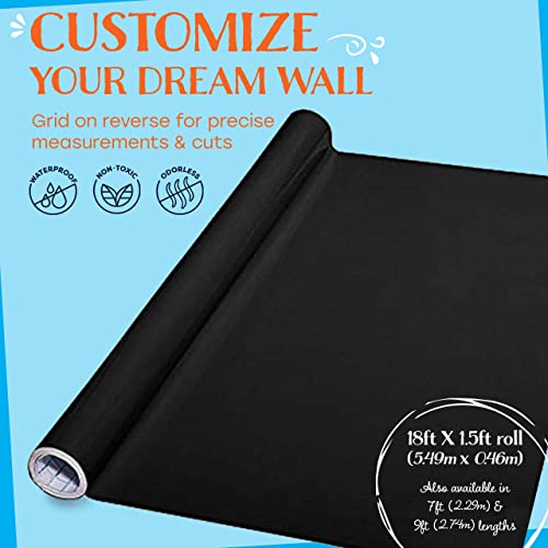 MMFB Black Board Sticker Dry Erase, Chalkboard Wallpaper Stick and Peel Adhesive Roll with 10 Chalks for Wall, Tables, Schools, Home (17.8" X 216.5", 1 Pack)