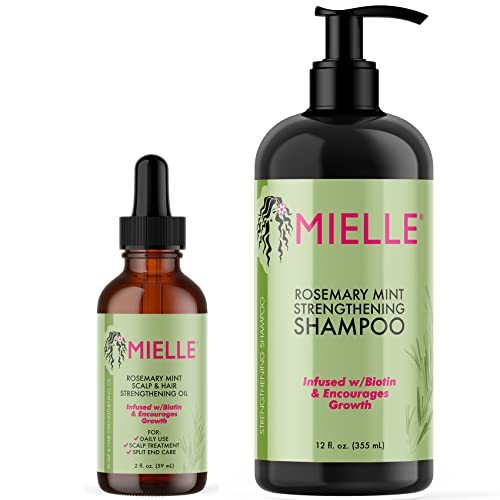 Mielle Organics Bundle Rosemary Mint Scalp & Hair Strengthening Oil + Rosemary Mint Strengthening Shampoo