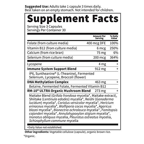 Garden of Life RM-10 Ultra Ultimate Broad Spectrum Immune Support System for Cell Function, DNA Methylation Complex & Organic Mushroom Blend, 90 Count