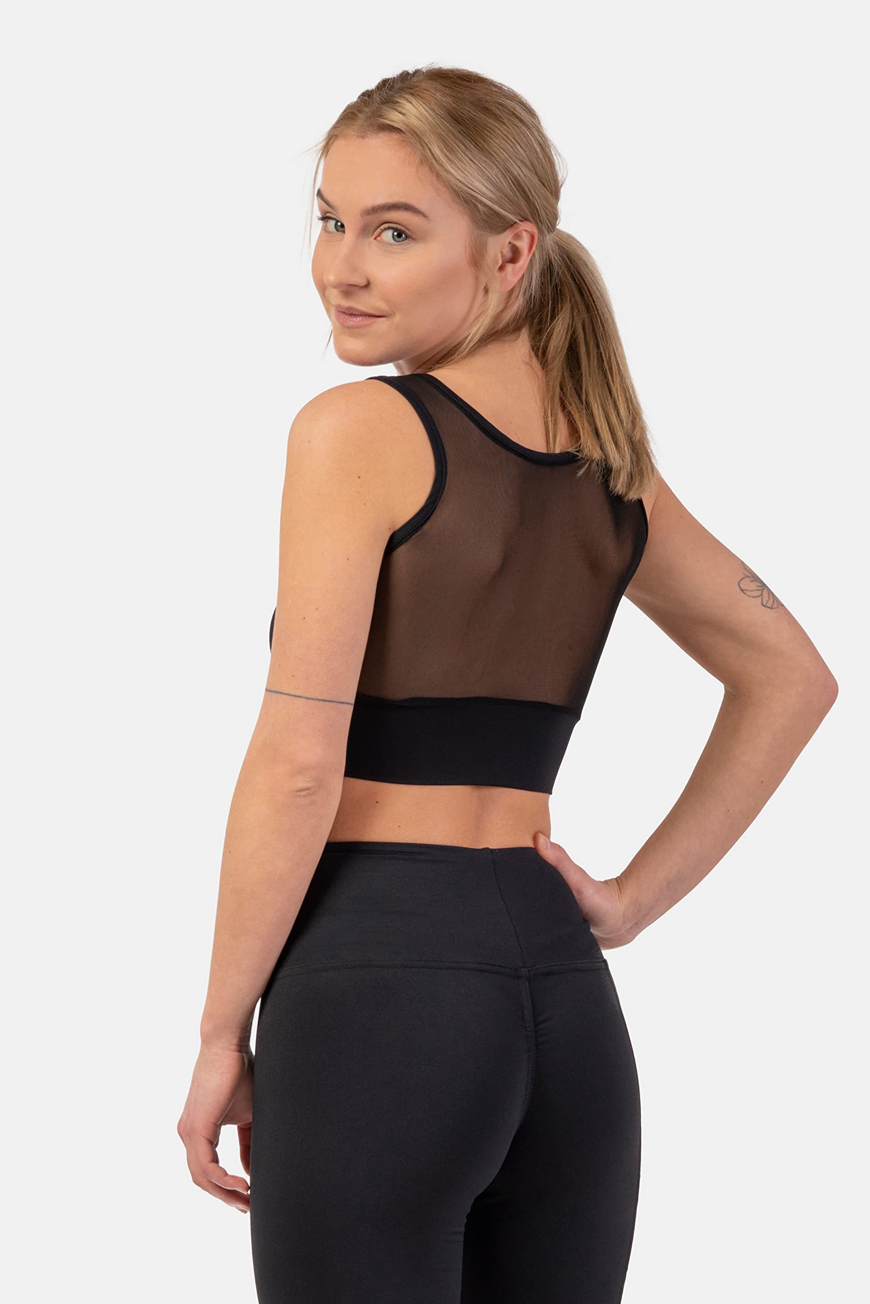 NEBBIA Black Mesh Design Breathe Sports Bra 412