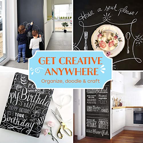 MMFB Black Board Sticker Dry Erase, Chalkboard Wallpaper Stick and Peel Adhesive Roll with 10 Chalks for Wall, Tables, Schools, Home (17.8" X 216.5", 1 Pack)