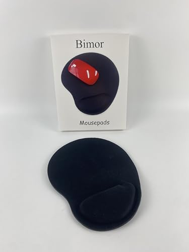 Bimor Mousepads Mouse Pad with Wrist Rest Support, Gel Mouse Pads with Non-Slip PU Base, Pain Relief Memory Foam Mousepad for Laptop PC, Cute Office Supplies Desk Accessories Jet Black