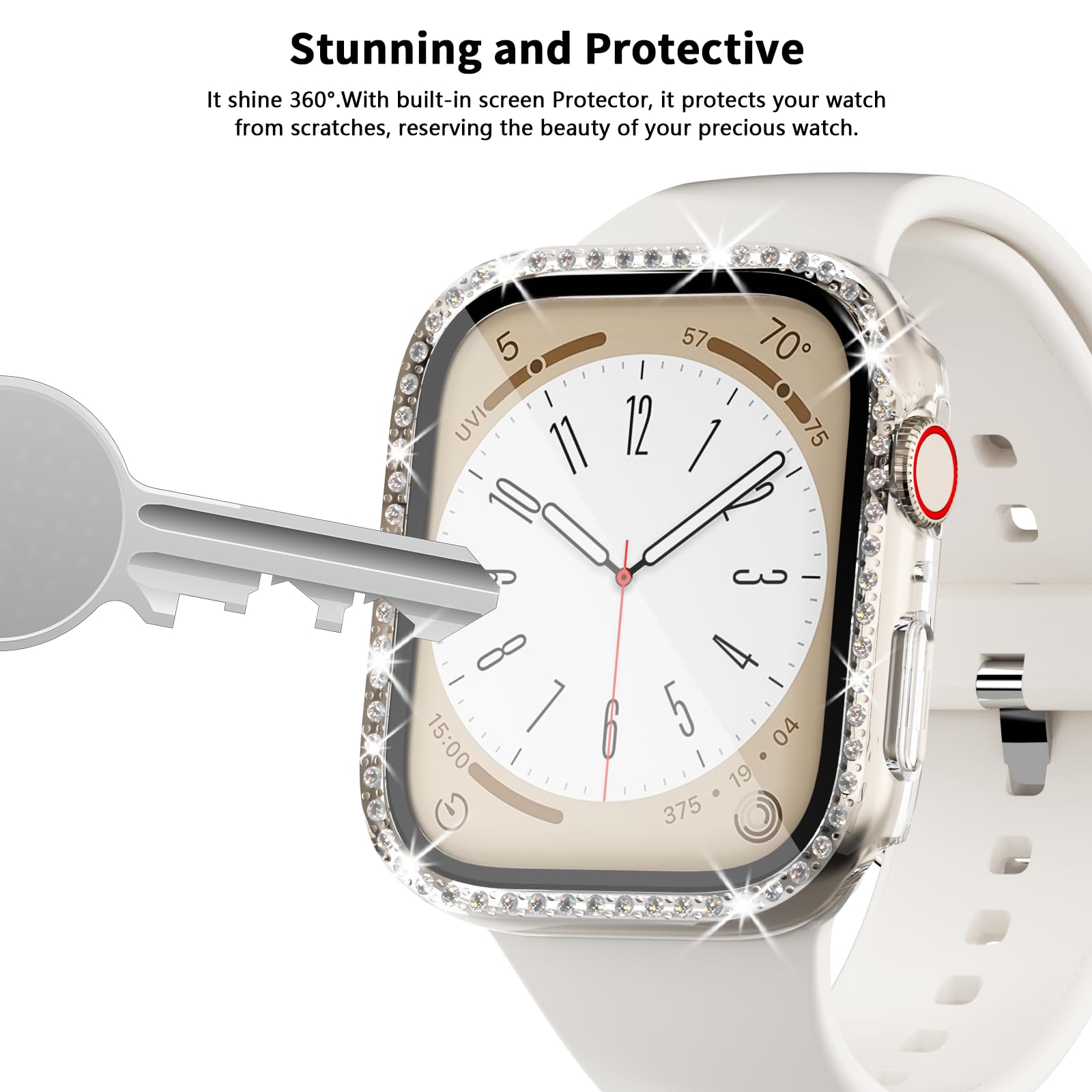 Rc-Z 3-Pack Bling Case for Apple Watch 42mm Series 3 2 1 Screen Protector, Women Glitter Diamond Rhinestone Bumper Face Cover for iWatch Accessories 42 mm