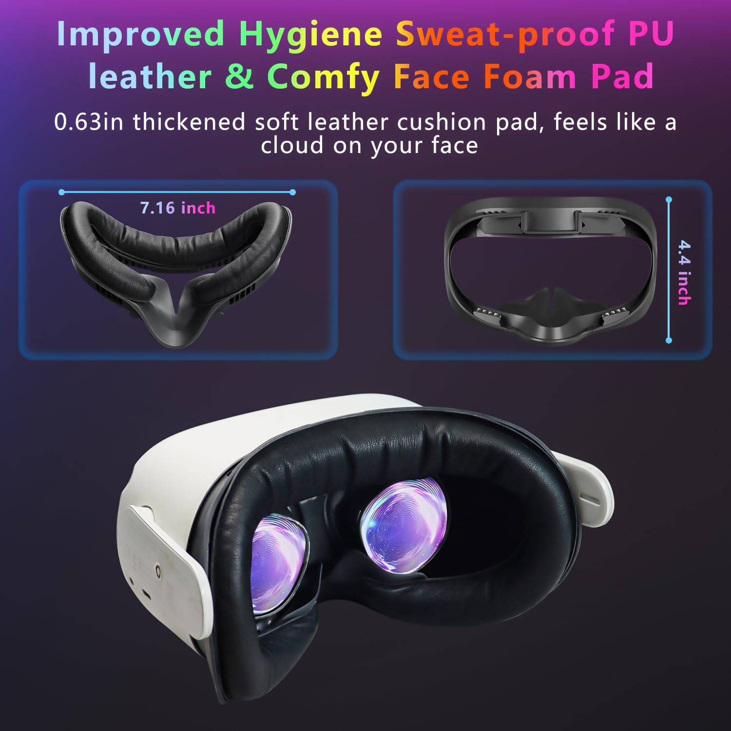 Face Pad & Face Cover Cushion Replacement Compatible with Oculus/Meta Quest 2 -VR Accessories Facial Interface Bracket Foam Soft Silicone & Comfortable Leather Sweat-Proof Anti-Leakage Nose Pad
