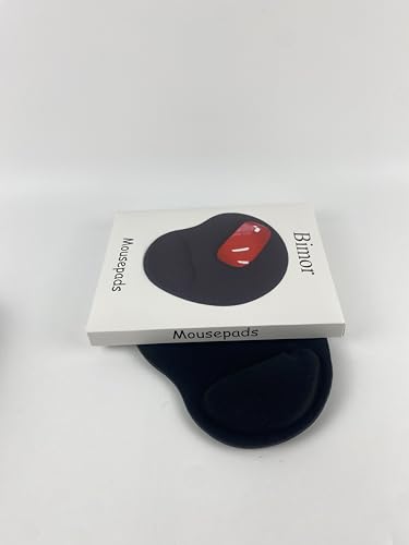 Bimor Mousepads Mouse Pad with Wrist Rest Support, Gel Mouse Pads with Non-Slip PU Base, Pain Relief Memory Foam Mousepad for Laptop PC, Cute Office Supplies Desk Accessories Jet Black