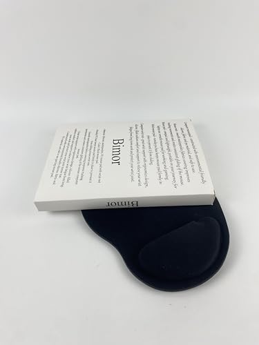 Bimor Mousepads Mouse Pad with Wrist Rest Support, Gel Mouse Pads with Non-Slip PU Base, Pain Relief Memory Foam Mousepad for Laptop PC, Cute Office Supplies Desk Accessories Jet Black